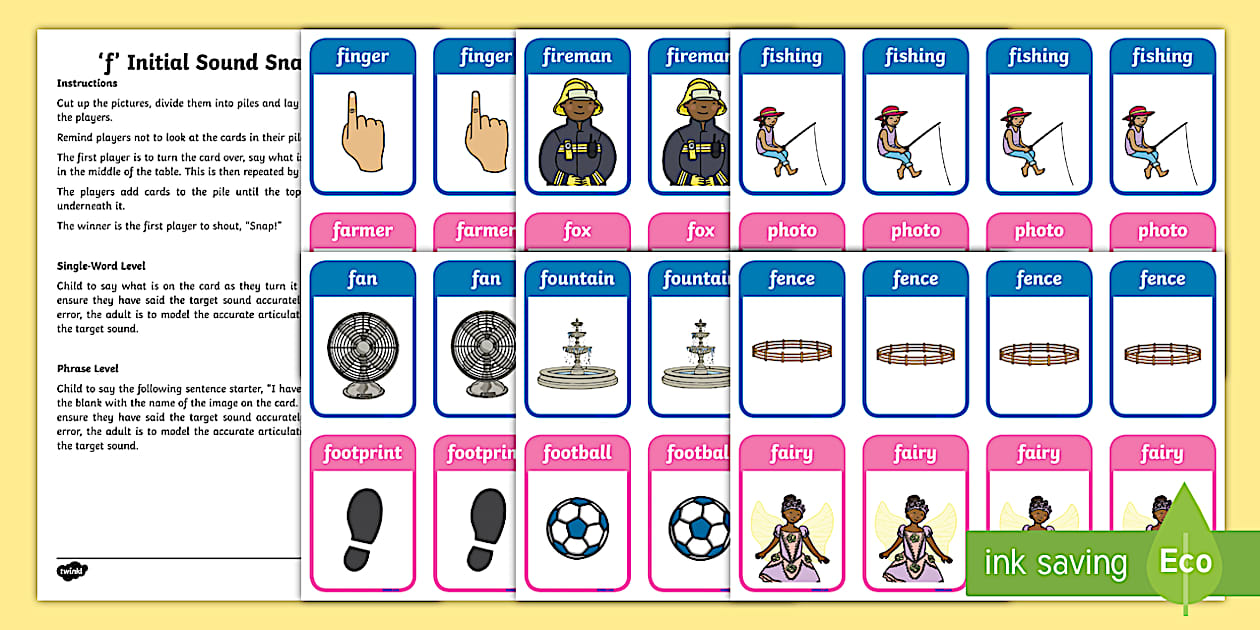 /f/ Initial Sound Snap Card Game (Teacher-Made) - Twinkl