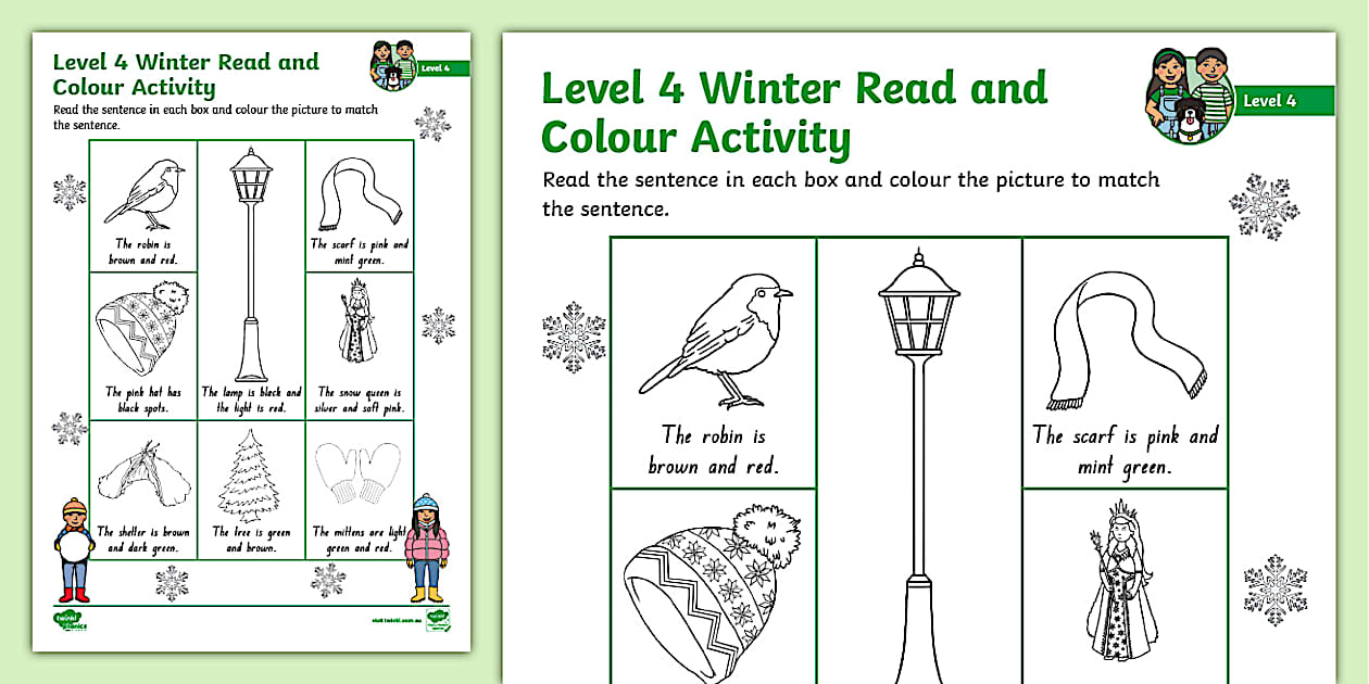Level 4 Winter Read and Colour Activity (teacher made)