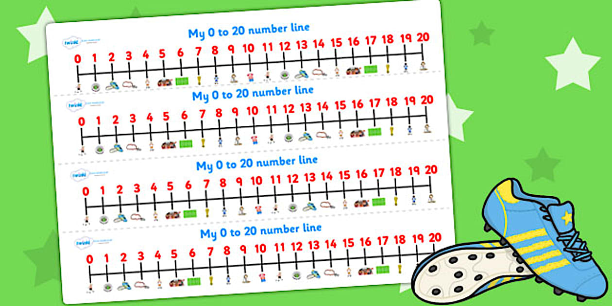 Football Themed Number Lines pdf 20 (teacher made) - Twinkl
