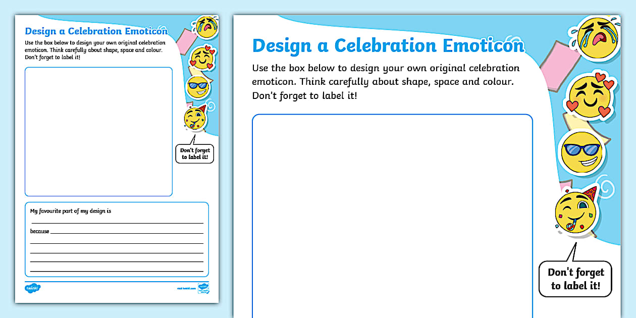 Design Your Own Celebration Emoticon Activity (teacher made)