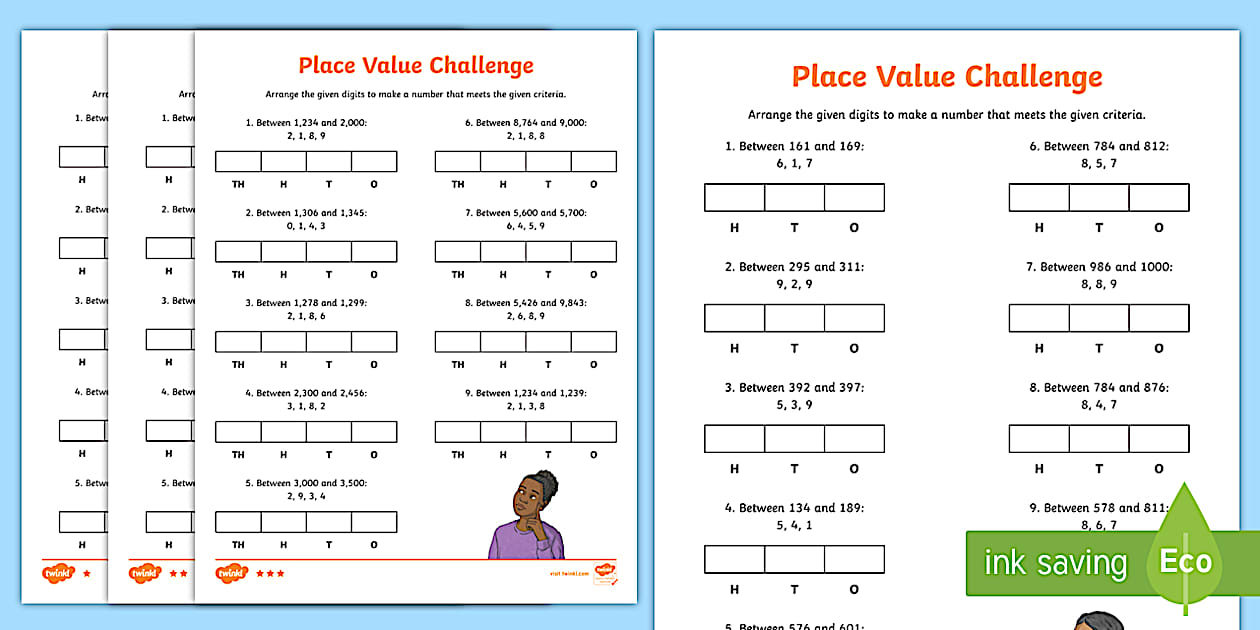 Place Value Challenge Differentiated Activities for 3rd-5th Grade