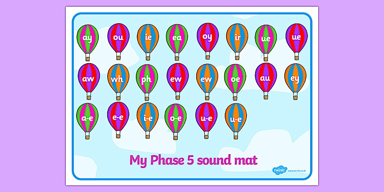 Cursive Phase 5 Sound Mat on Hot Air Balloons (teacher made)