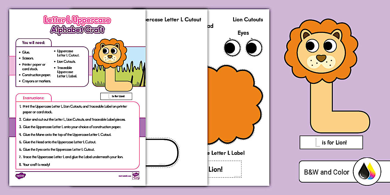 Letter L Uppercase Alphabet Craft (teacher made) - Twinkl