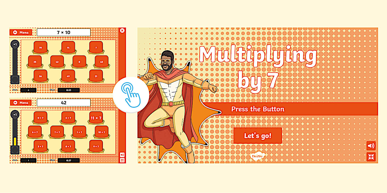 👉 Multiplying by 7 Press the Button Maths Game - Twinkl