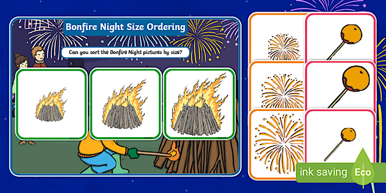 👉 Bonfire Night Size Ordering Activity (teacher made)