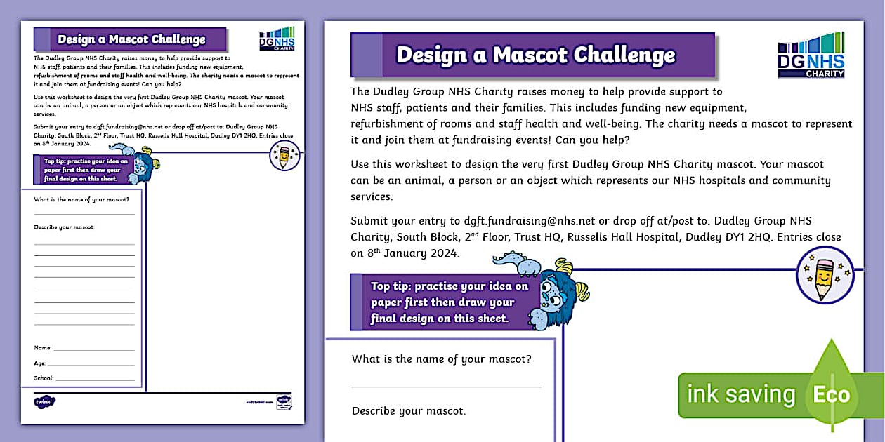FREE! - Dudley Hospital Charity: Mascot Design Challenge Sheet