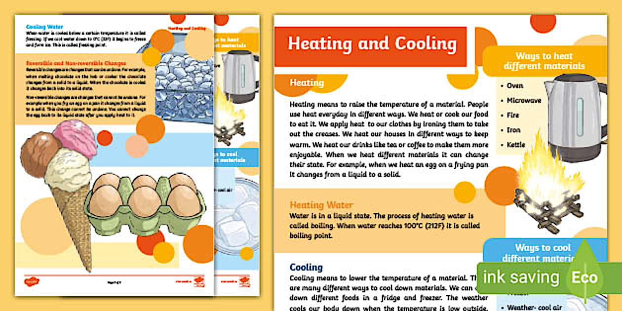 Heating and Cooling Fact File (teacher made) - Twinkl
