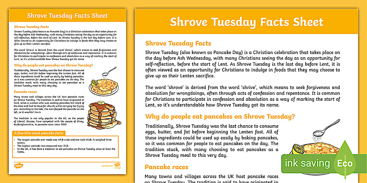 Shrove Tuesday Facts Sheet | Resources | Twinkl
