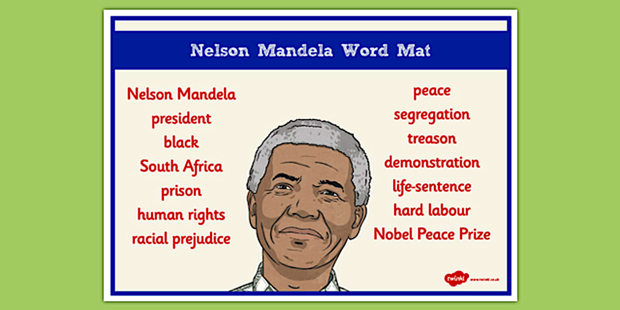 Editable Nelson Mandela Word Mat (teacher made) - Twinkl