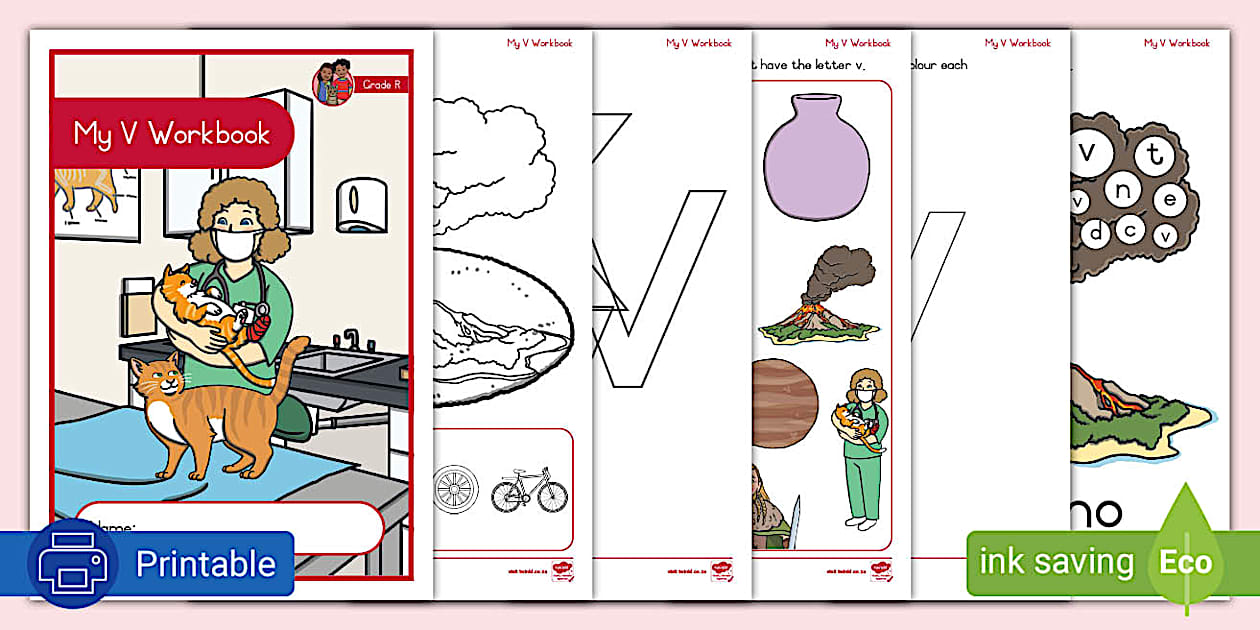 Gr. R Phonics: Workbook Letter V (teacher made) - Twinkl