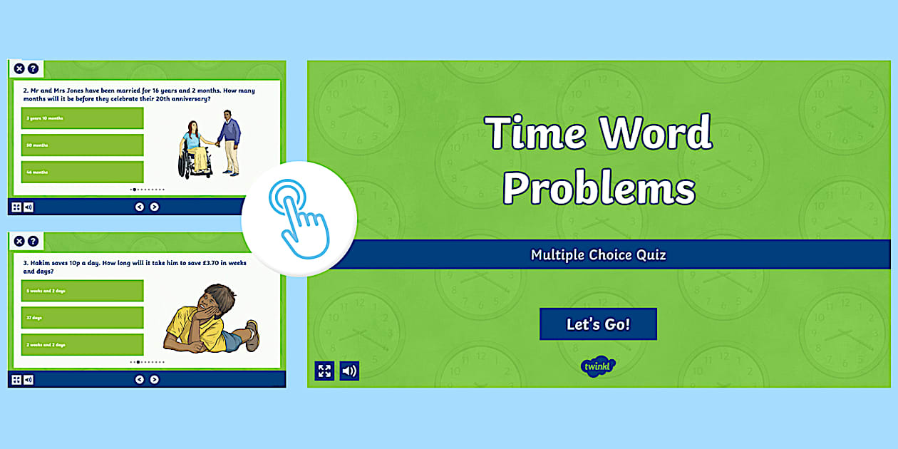 KS2 Time Word Problems Multiple Choice Quiz (teacher made)