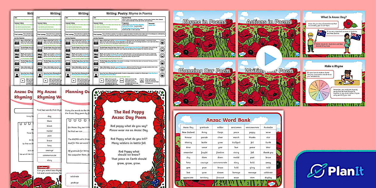 Foundation Writing: Anzac Day Poetry Genre Pack - Twinkl