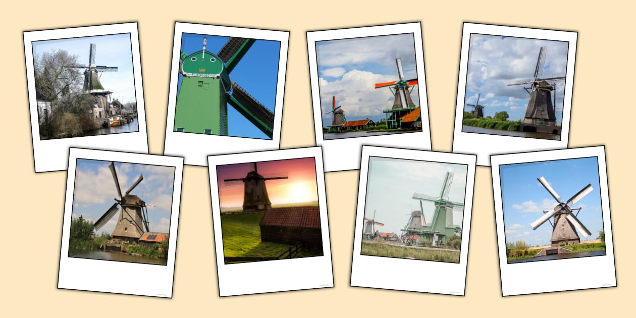 Dutch Windmills Instant Photo Style Display Images - Twinkl