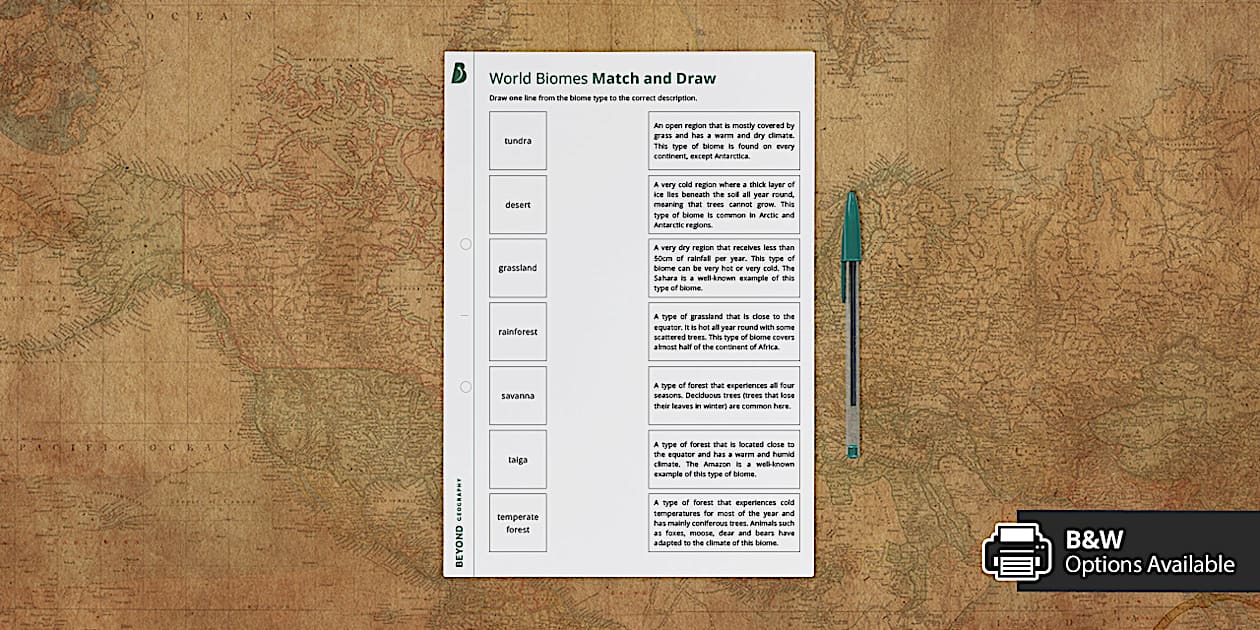 Biome Definition Matching Activity | Beyond Geography