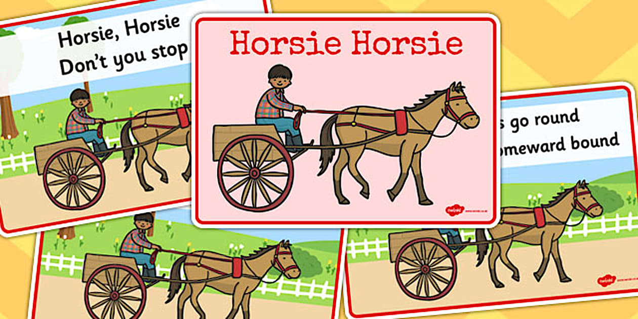 Black and White Horsie Horsie Sequencing Cards - Twinkl