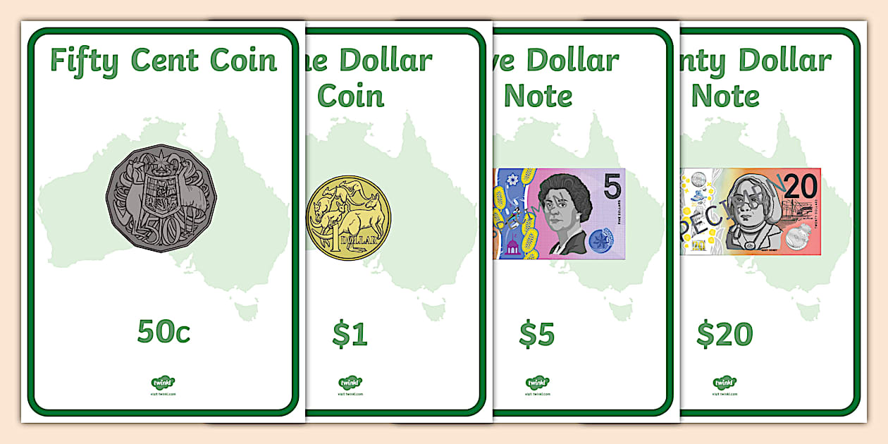 Australian Money Coins and Notes Display Posters - Twinkl