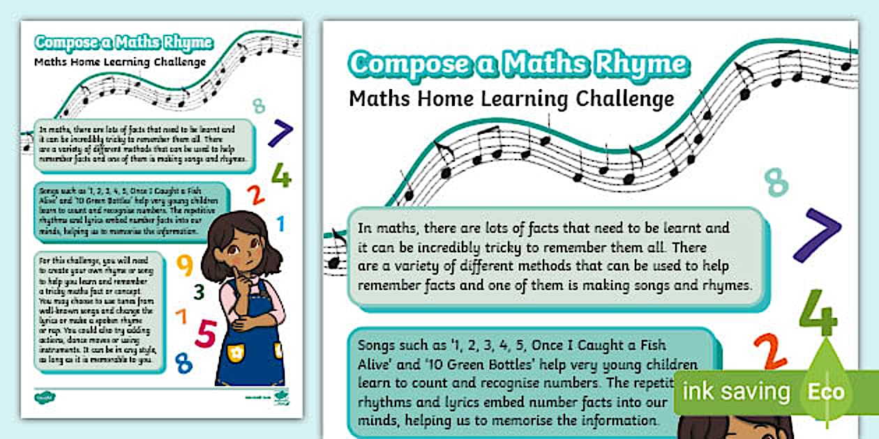 👉 Compose a Maths Rhyme: Maths Home Learning Challenge