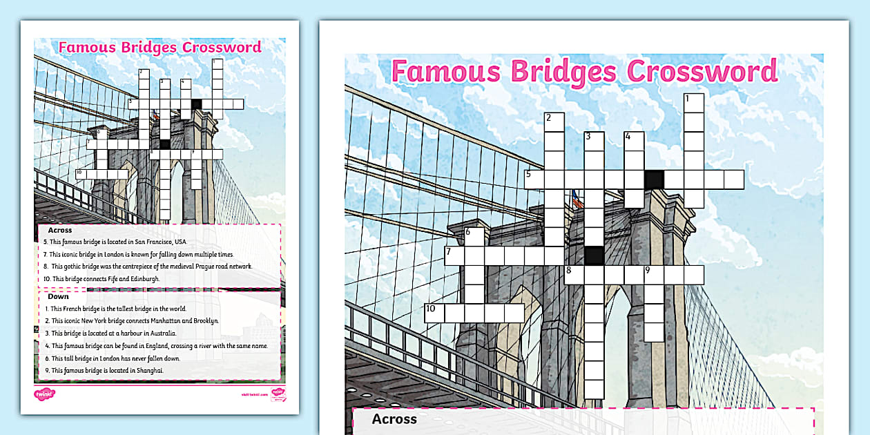 Famous Bridges Crossword Puzzle (teacher made) - Twinkl