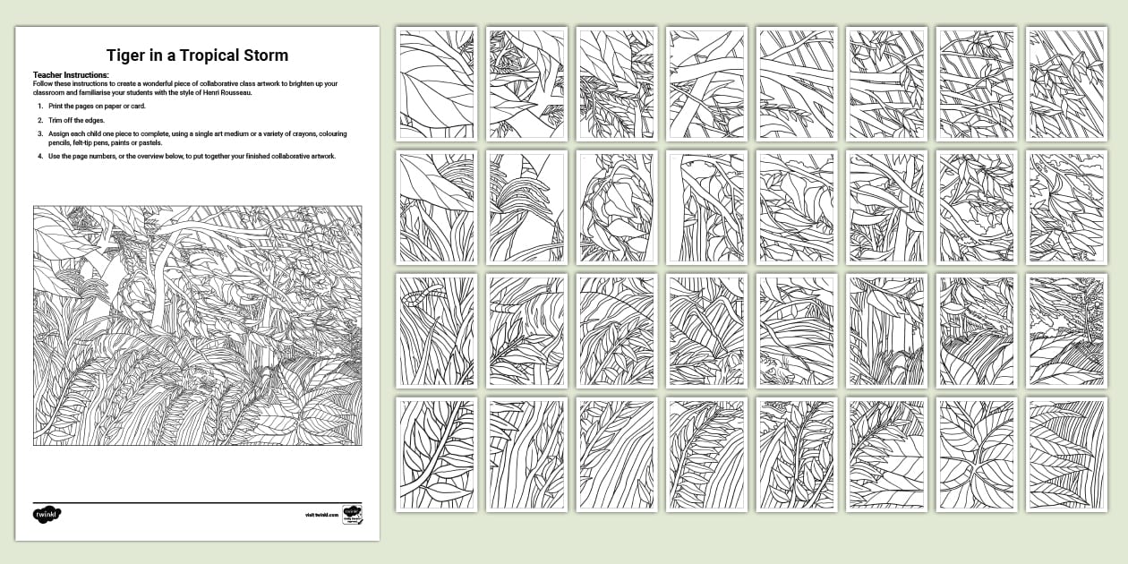 Tiger in a Tropical Storm Mindfulness Collaborative Art Resource Pack