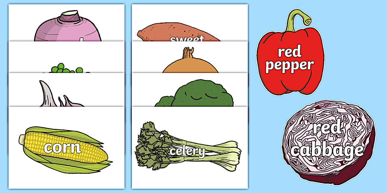 👉 Vegetable Words On Vegetables (teacher made) - Twinkl