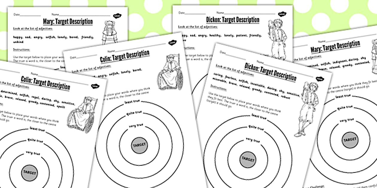 The Secret Garden Target Description Differentiated Worksheets