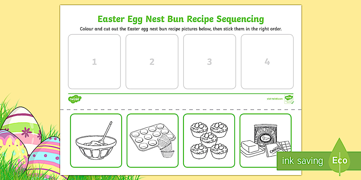 Editable Easter Egg Nests Sequencing Activity - Twinkl