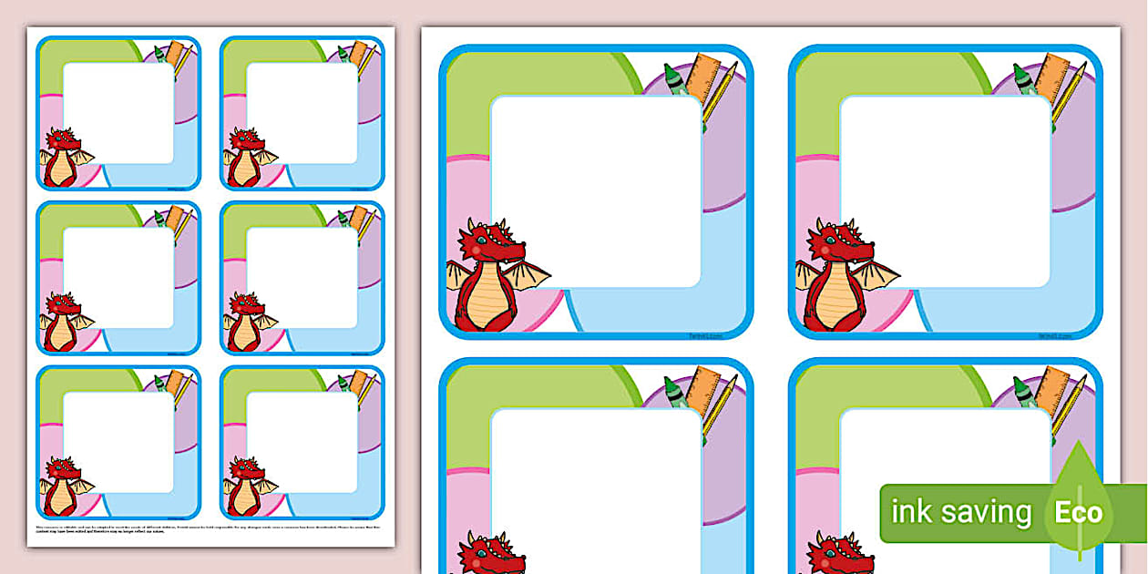 Dragon Themed Editable Drawer-Peg-Name Labels (Colorful)