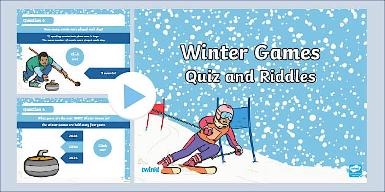 Winter Games Riddles and Quiz Years 1 and 2 (teacher made)