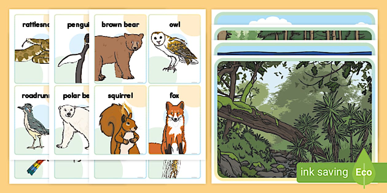 Editable Animals and Habitats Matching Activity for K-2nd Grade