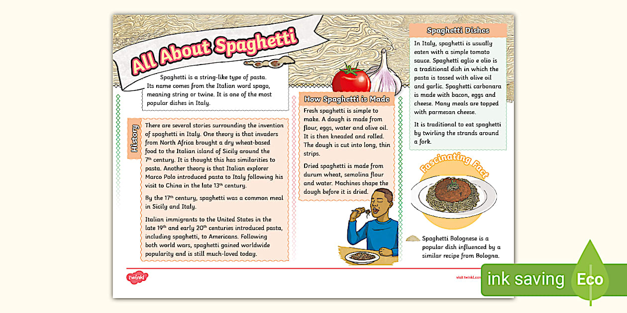 Spaghetti Fact File - Italian Food - Twinkl - KS2 - Twinkl