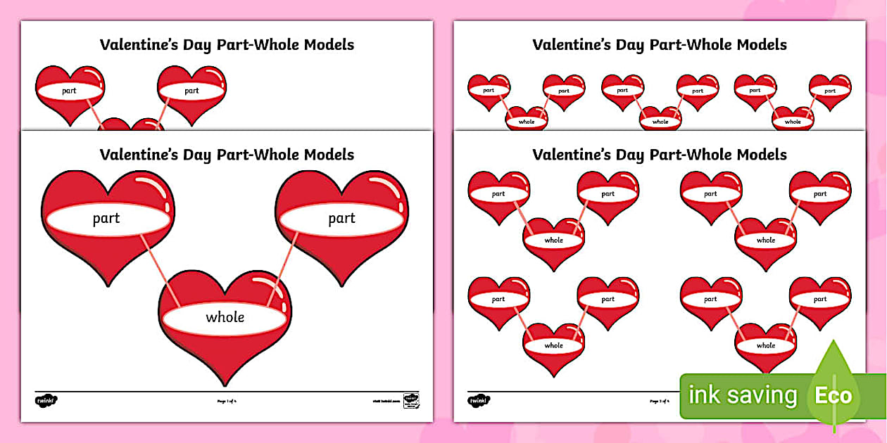 👉 Valentine's Day Part-Whole Model Template - Twinkl