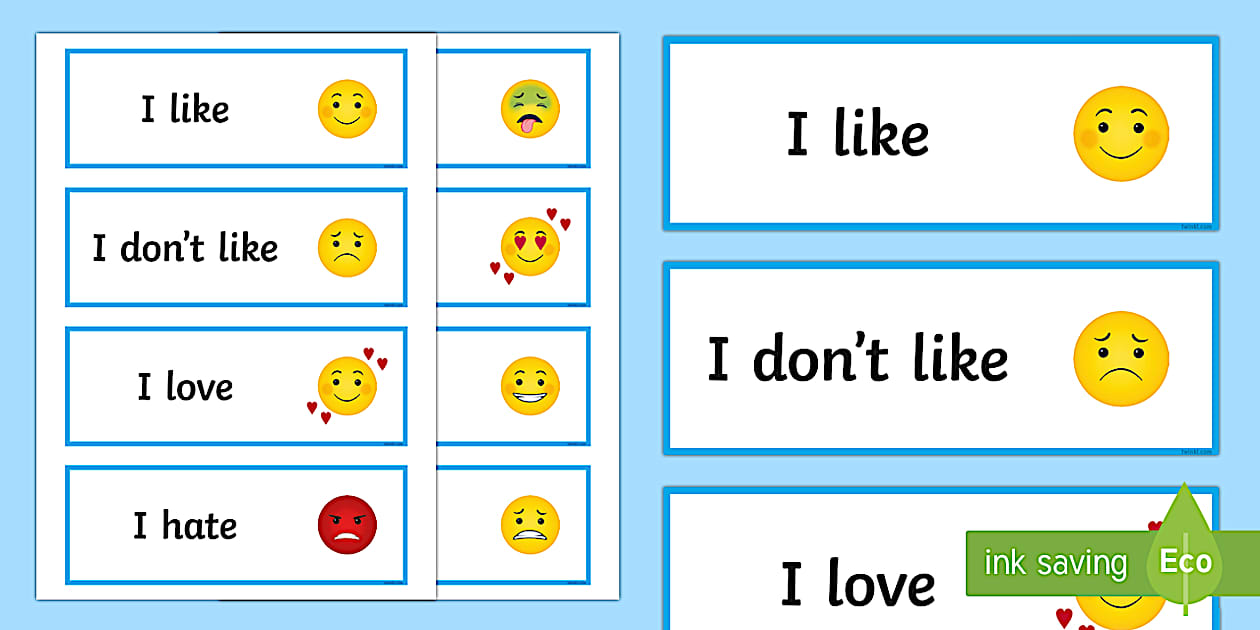 Editable Likes and Dislikes Word Cards (teacher made)