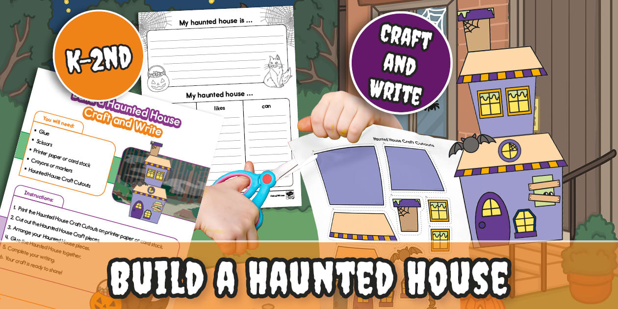 Build a Haunted House Halloween Craft & Write Activity K-2nd