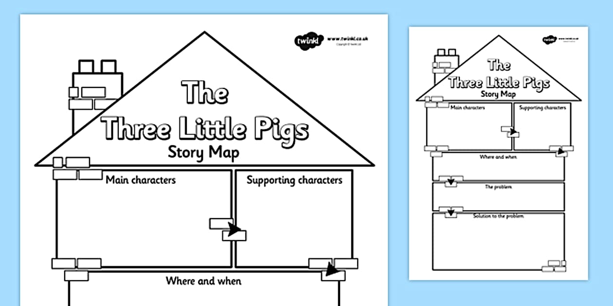 Editable The 3 Little Pigs Story Map Writing Frame - Twinkl