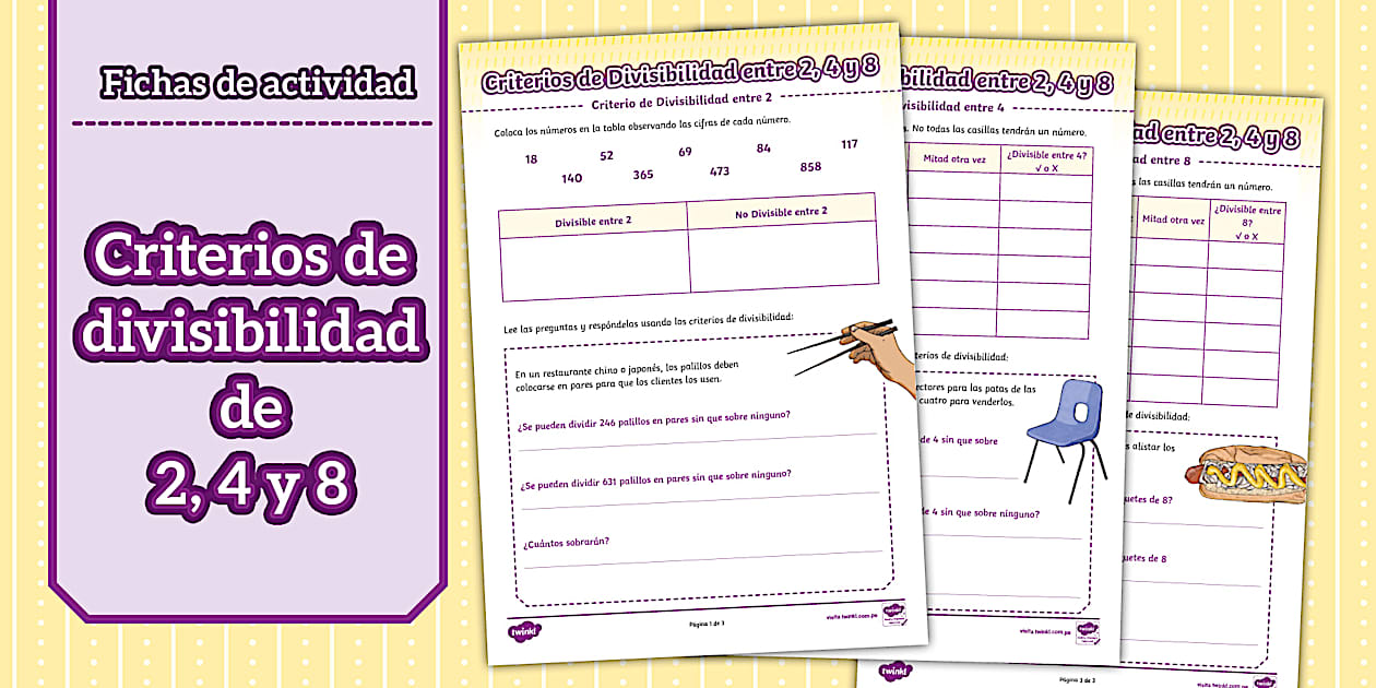 Ficha de actividad: Criterios de divisibilidad de 2,4 y 8