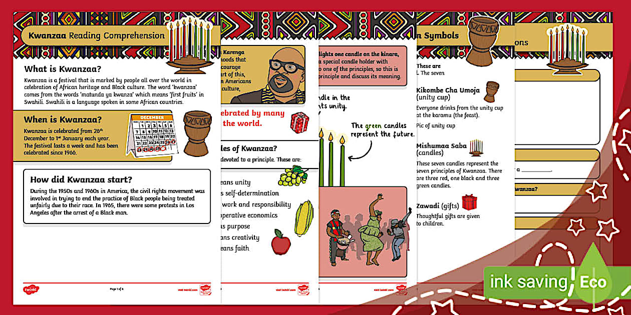 Kwanzaa Reading Comprehension Activity (Ages 5 - 6) - Twinkl