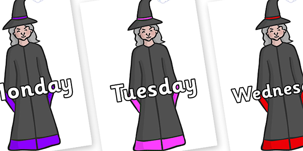 Days of the Week on Witches (teacher made) - Twinkl