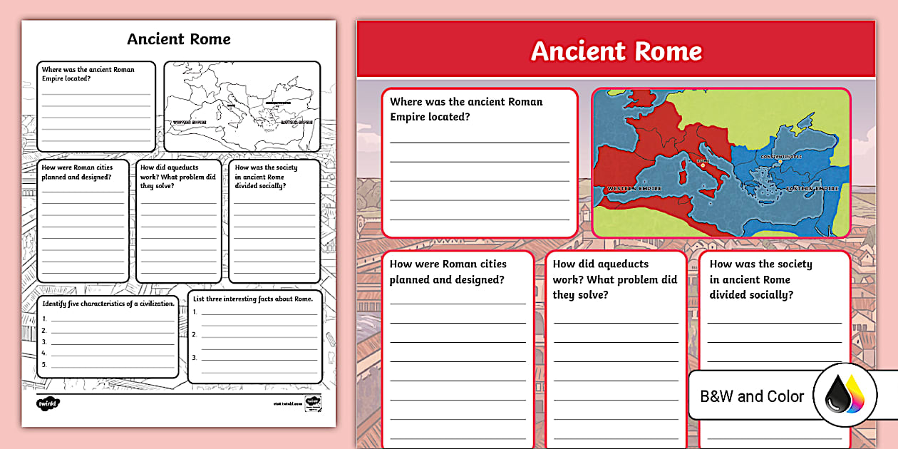 Ancient Rome Graphic Organizer for 3rd-5th Grade - Twinkl
