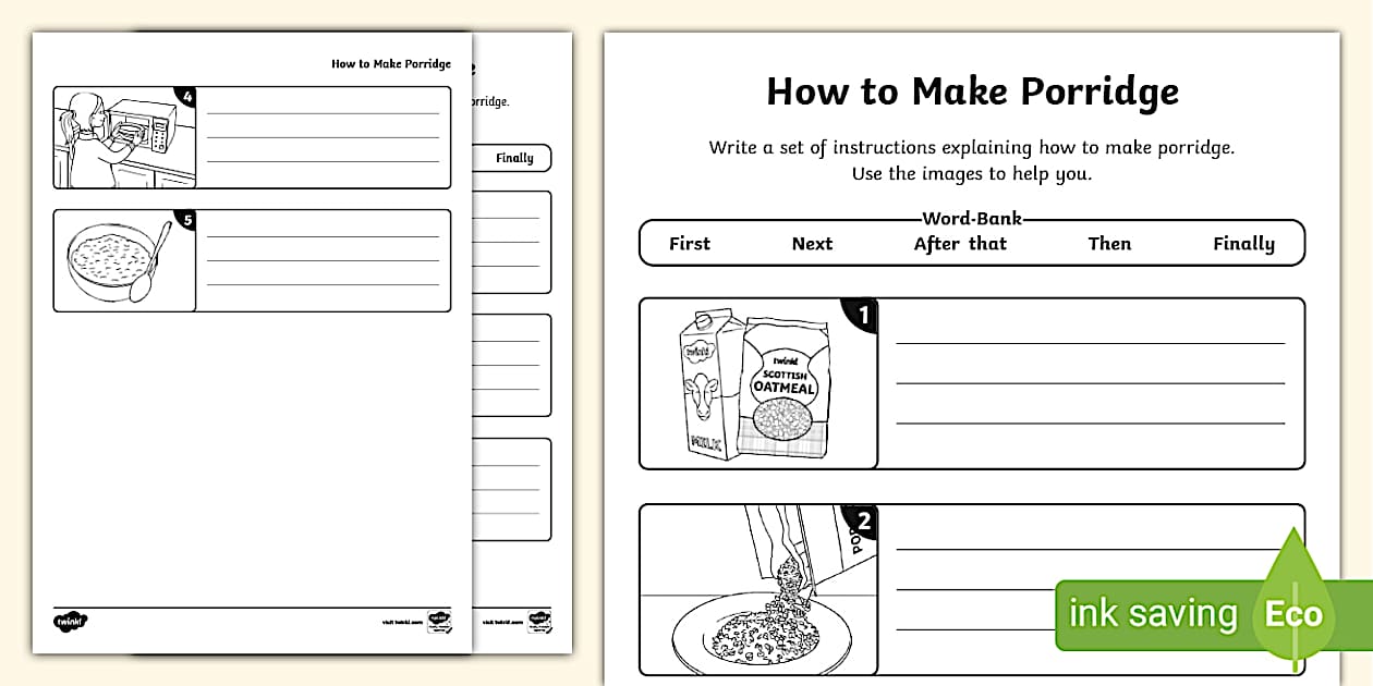 Making Porridge Instruction Writing Template (Teacher-Made)