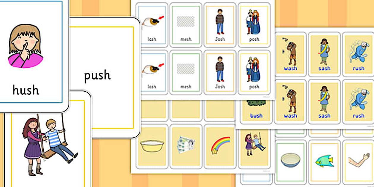 Dyslexic Final 'Sh' Sound Playing Cards (teacher made)