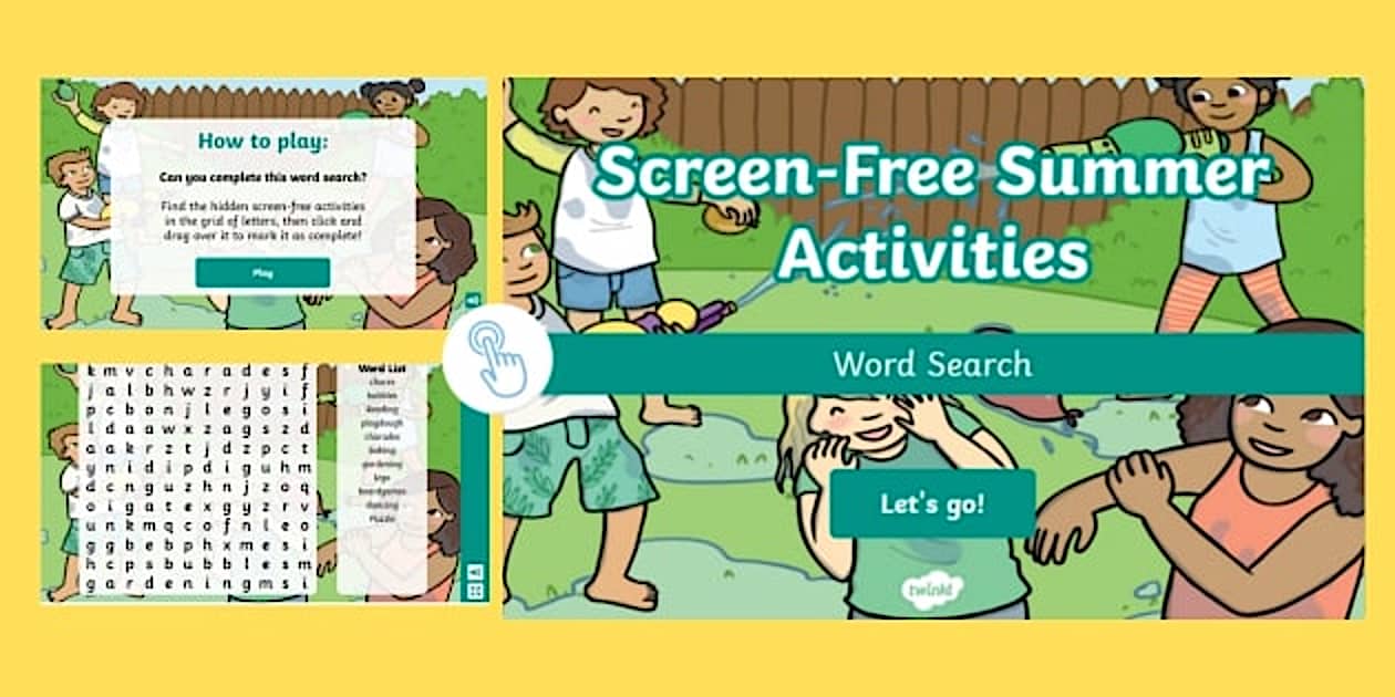 Screen-Free Summer Wordsearch Interactive Game - Twinkl