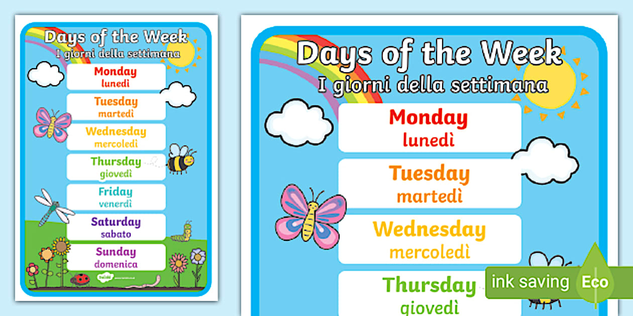 Italian Days of the Week Display Poster (teacher made)