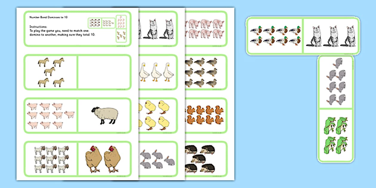Number Bond to 10 Dominoes (teacher made) - Twinkl