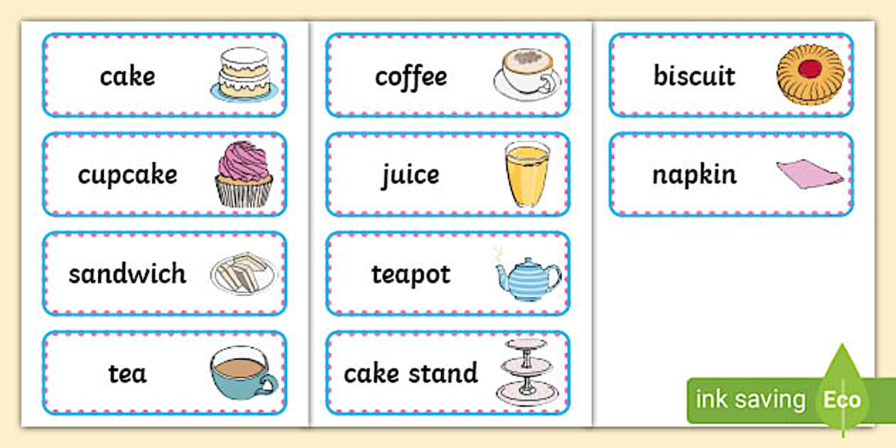 Afternoon Tea Role Play Labels