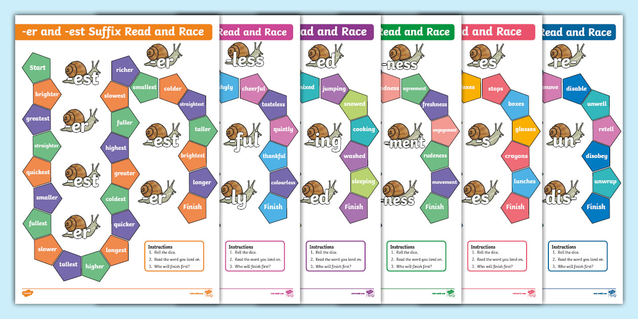 Prefix and Suffix Read and Race Activity Pack (teacher made)