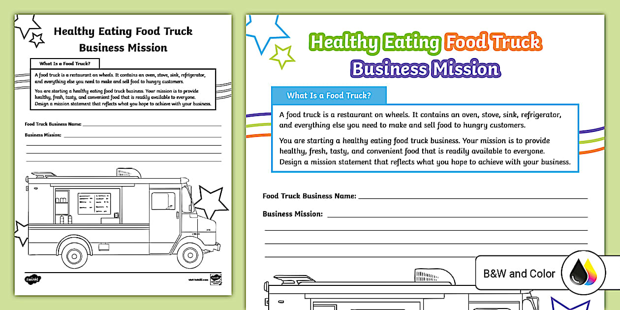 Write a Healthy Eating Food Truck Business Mission - Twinkl