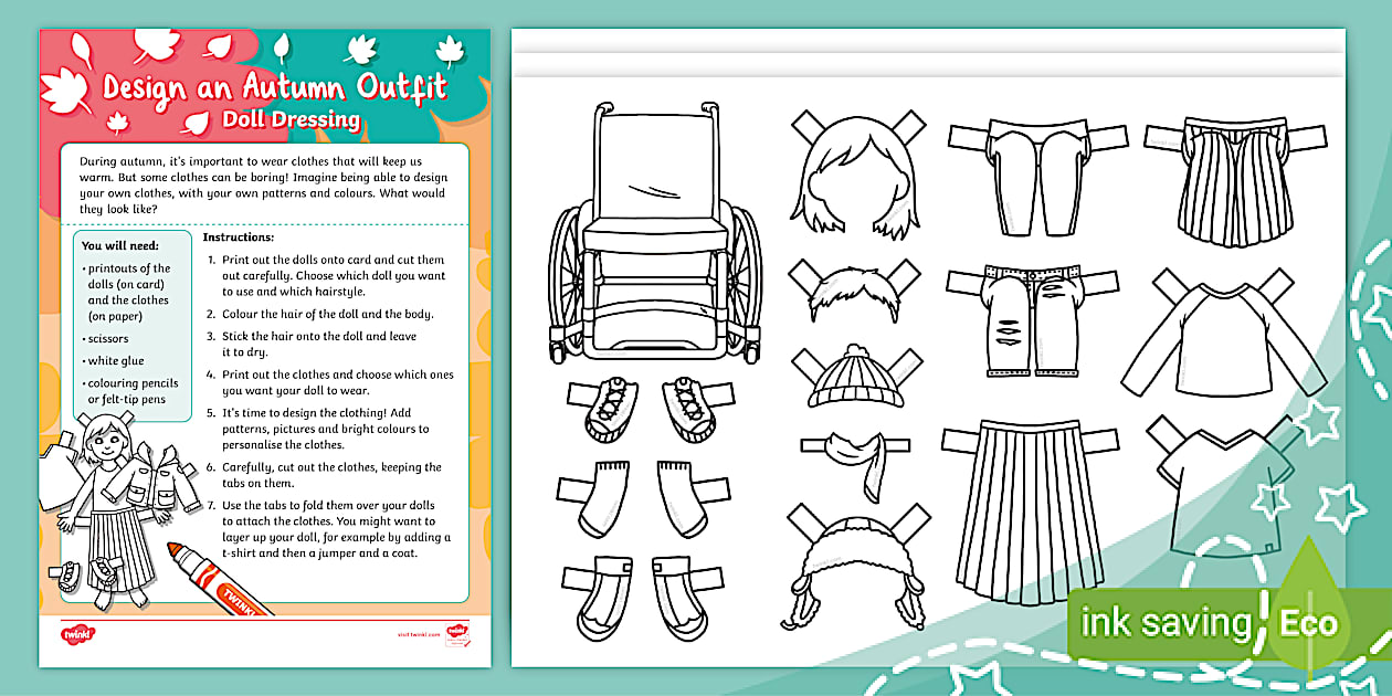 Design an Autumn Outfit Doll Dressing (Ages 5 - 7) - Twinkl