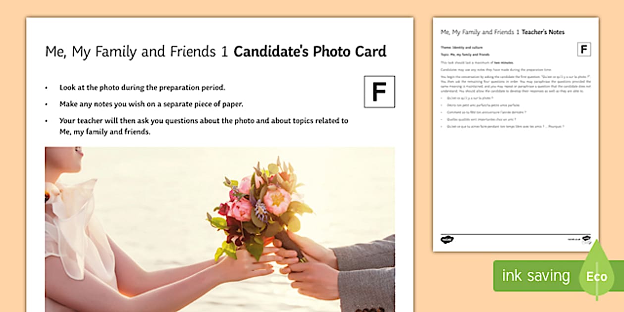 Me, My Family and Friends 1 GCSE Foundation Tier Photo-Card French