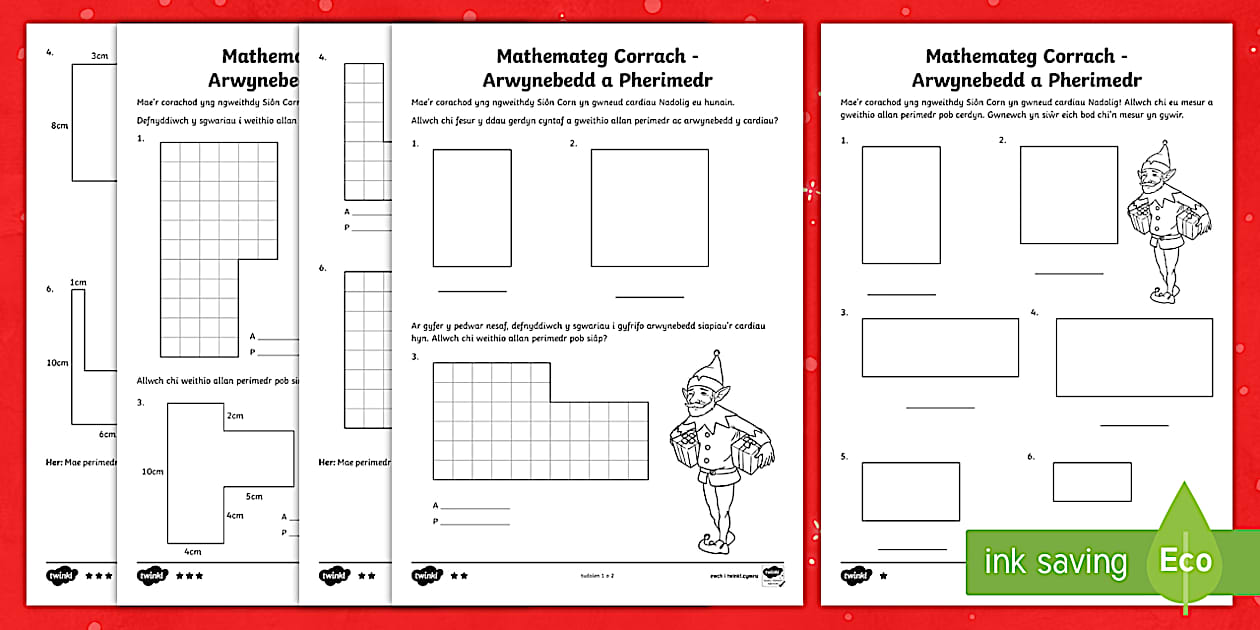 Gweithgaredd Mathemateg Gwahaniaethol Arwynebedd a Pherimedr Corachod