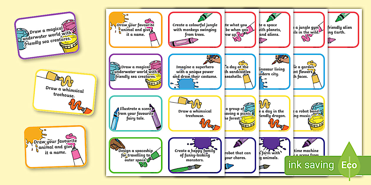 Drawing Luck Prompt Cards | Primary Art | Teacher-Made